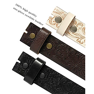 Western Fashion Style Floral Engraved Buckle Full Grain Genuine Leather Belt 1-1/2" (38mm) Wide, Multi-Style Options (Brown, 36)