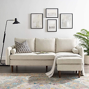 Modway EEI-3867-BEI Revive Upholstered Right or Left Sectional Sofa, Beige
