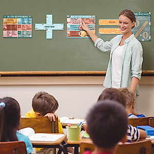 Geyoga 15 Pcs Educational Posters Set - Large Math Symbols, Multiplication, Educational Posters for Homeschool & Classroom (Rainbow Daisy)