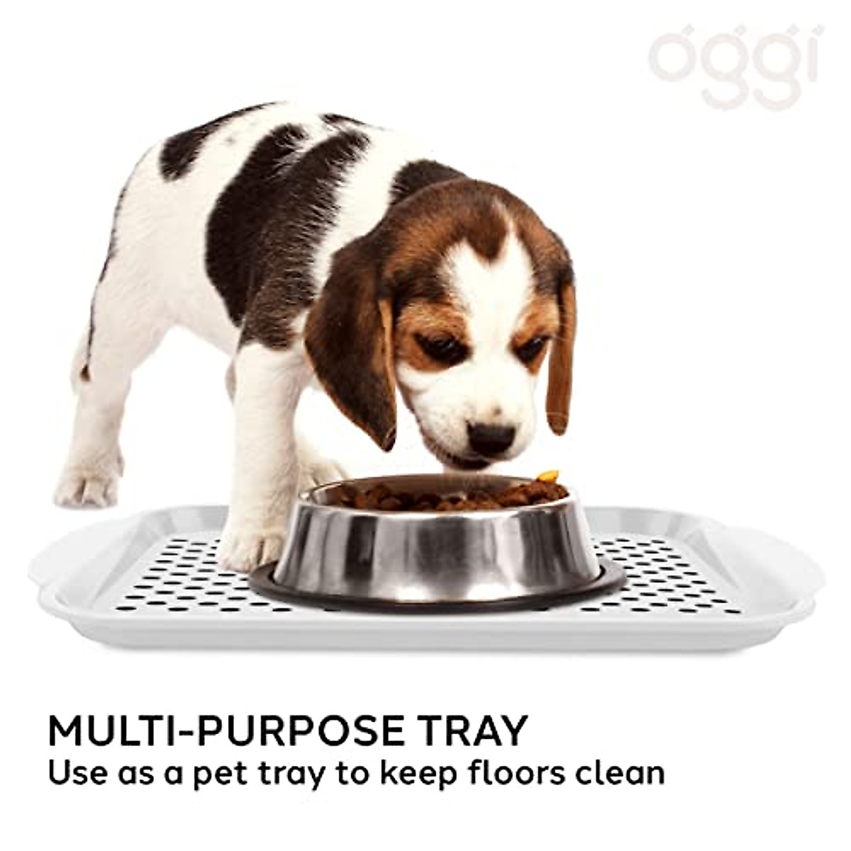 Oggi Rectangle Non Skid Rubber Grip Serving Tray, White 17.5 x 11.5"