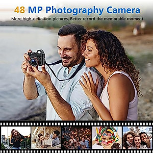 4K Digital Camera for Photography and Video - lovpo 4K 48MP Vlogging Camera for YouTube with SD Card, Manualfocus, 18X Digital Zoom Travel Portable Video Camera with Neck Strap, Anti-Shak, Mode Dia