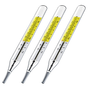 3 PK Glass Thermometer Mercury Free Clinic Thermometer Traditional Thermometer Dual Scale Mercury Free C&F 3PK