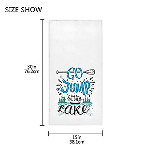 OTVEE Go Jump in The Lake Towel Wash Cloths 30x15 Inch Polyester Fingertip Towel for Home Bathroom Decor