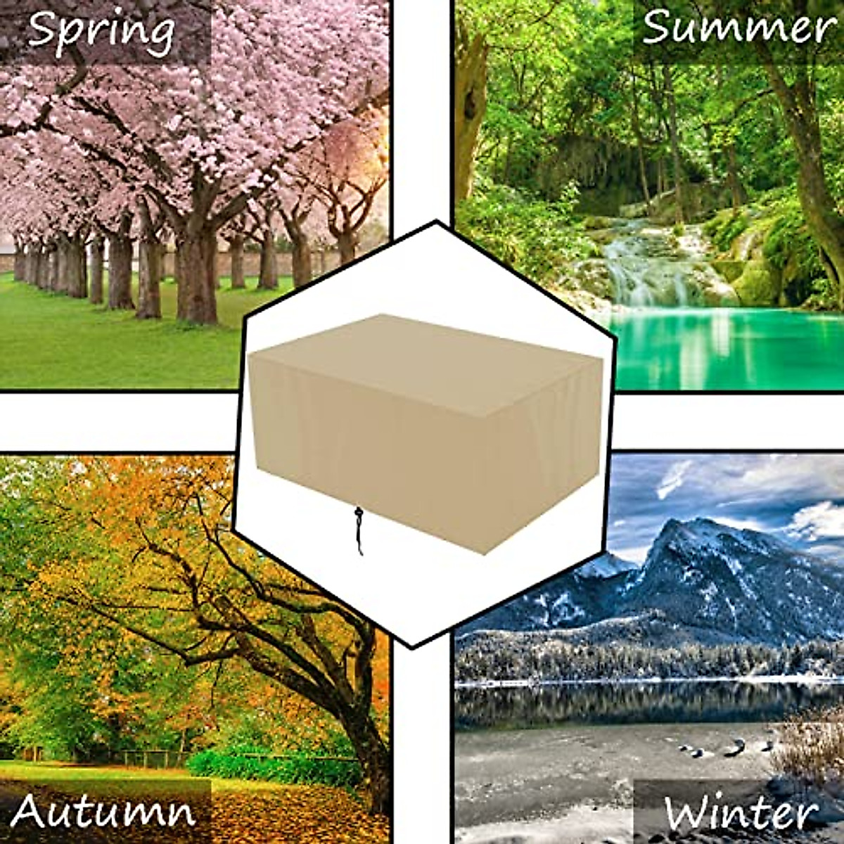 27x27x47 in Garden Furniture Cover, Cube Table Cover, 420D Heavy Duty Oxford Fabric, Patio Set Cover Rattan Furniture Cover, for Cube Set,Patio,Outdoor (Beige 68x68x120cm)