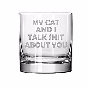 11 oz Rocks Whiskey Highball Glass My Cat And I Talk About You Funny