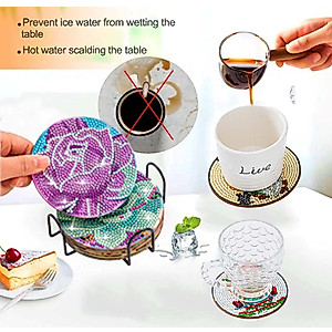 DOTZSO Diamond Art Painting Coasters,Diamond Dot Art DIY Coasters Art and Crafts for Adults Diamond Art Coaster Sets for Beginners Adults and Kids Art Craft Supplies（Flower）