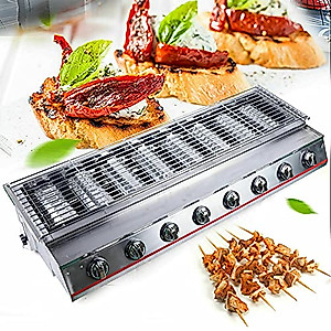 Gas Grill BBQ Gas Grills 8 Burner BBQ Grill Outdoor Party Cooker Stainless Steel Barbecue Grill Commercial Gas Grill Burners Cooker Smokeless for Camping Picnics