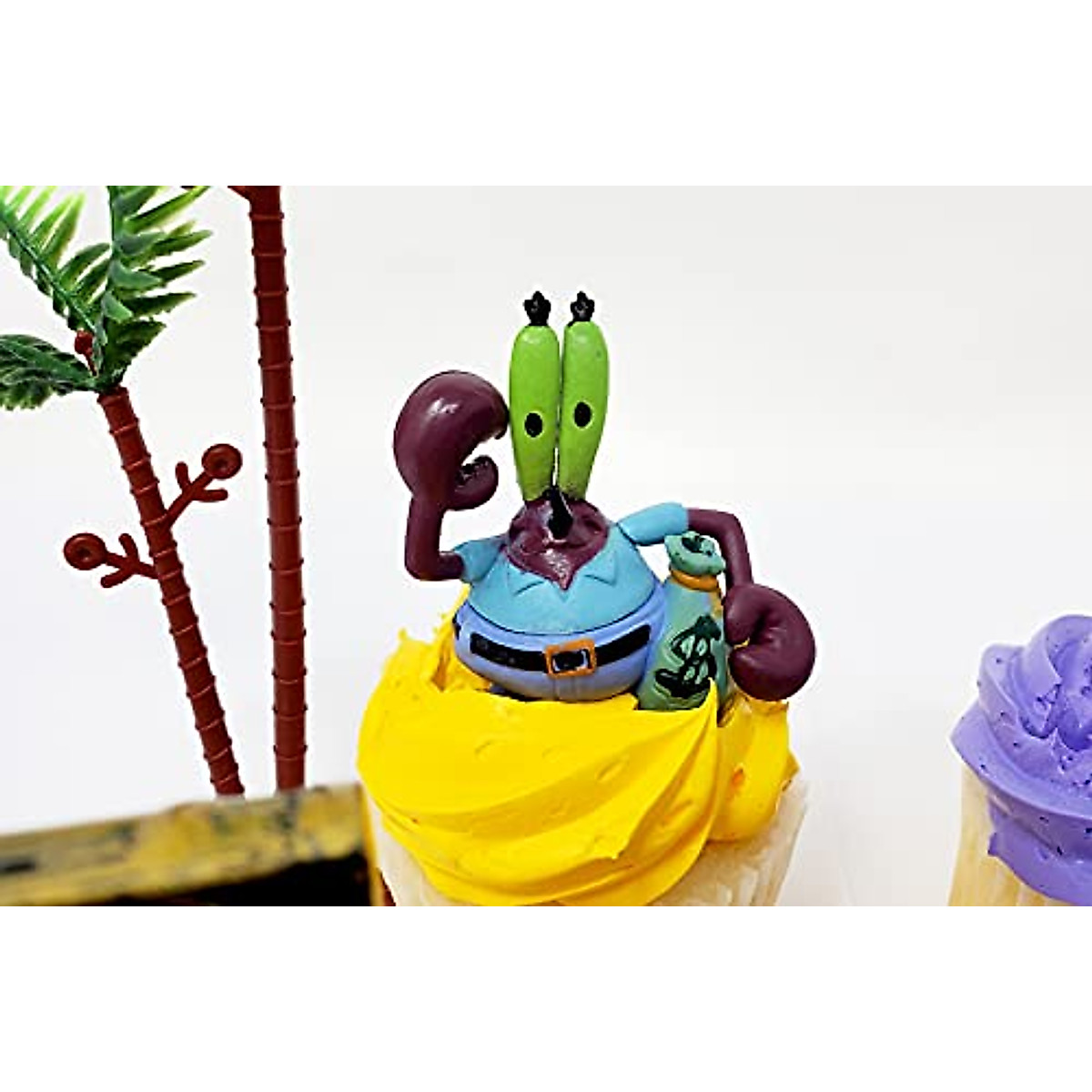 Spongebob Squarepants 11 Piece Birthday Cupcake Topper Set Featuring 2" to 3" Cupcake Toppers of Squidward, Sandy Cheeks, Patrick Star, Mr. Krabs, Plankton, Gary and More