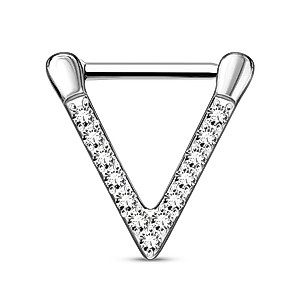 CM Crareesi Mania Teardrop Septum Rings 316L Stainless Steel Silver Septum Piercing Jewelry 16G V Septum Ring Clear CZ Paved Septum Jewelry Helix Earrings