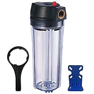 Geekpure 10-Inch Whole House Clear Filter Housing - 3/4"NPT Brass Port-Fit for 2.5" x 10" Filters