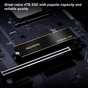 ADATA 4TB SSD Legend 960, NVMe PCIe Gen4 x 4 M.2 2280, Speed up to 7,400MB/s, Internal Solid State Drive for PS5 with Heatsink, Gaming, High Performance Computing, Super Endurance with 3D NAND
