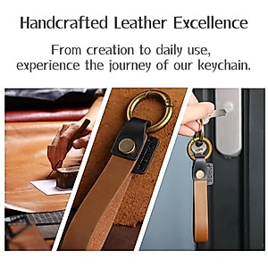 Imentha Leather Keychain, Universal Key Fob Keychain, Leather Key Chain Strap for Car Keys and Home Keys, Ideal for Men and Women, Brown