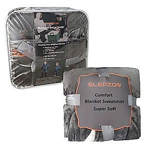 SLEPZON Blanket Hoodie | Oversized Wearable Blanket - Deep Pockets, Comfy Sleeves, Front Zipper - Deluxe Fleece Sweatshirt Blanket - Grey