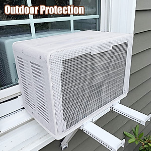 BJADE'S Window AC Cover for U-Shaped Window Air Conditioner Unit,Mesh Design Outdoor AC Covers,Dustproof & Windproof Outside Window AC Protection Cover