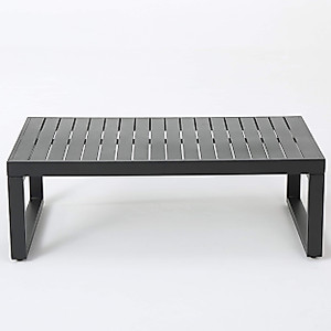 GDFStudio Patio Furniture ~ 4 Piece Outdoor Aluminum Chat Set (Dark Grey)