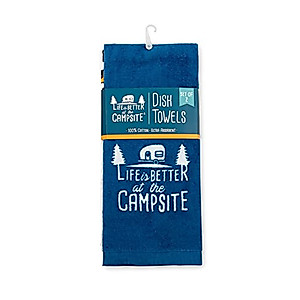 Camco Life is Better at The Campsite RV Dish Towel Set - Perfect for Drying Hands and Dishes - Includes a Set of (2) Towels - 27-Inches x 16-1/2-Inches (53301)