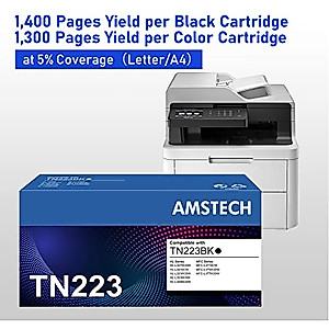 TN223 TN 223 BK/C/M/Y Toner Cartridge 4 Pack Compatible for TN-223 TN-223BK/C/M/Y Toner for Brother TN227 HL-L3270CDW HL-L3290CDW HL-L3210CW HL-L3230CDW MFC-L3710CW MFC-L3750CDW MFC-L3770CDW Printer