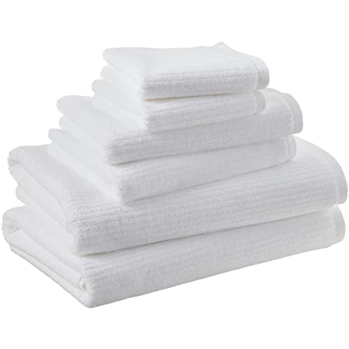 Amazon Aware 100% Organic Cotton Ribbed Bath Towels - 6-Piece Set, White