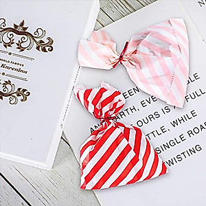 Kolewo4ever 100 pieces Valentines Treat Bags Buffet Paper Bags Party Favor Goody Bags Gift Bags Red Pink Striped Dot Candy Bags for Valentines Wedding parties