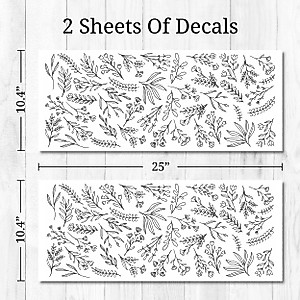 Small Black Flowers Peel and Stick Wall Decals - Set of 88 Flower Wall Stickers - 1"-4" Flower Wall Decor Floral Wall Decals