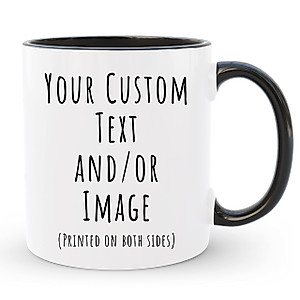 HomeBee Personalized Coffee Mug | Custom Photo Text or Logo Ceramic Mug | Customized 11 Oz Tea Cup – Unique Gift for Men & Women | Taza Personalizadas Design with Picture and Words | White – Black