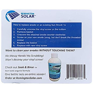 Remington Solar Copper Anode, 2 x Replacement, Sun Shock Solar Pool Ionizer, Save 80% on Chlorine Costs, Helps Reduce Chemical Irritations, Cleans & Clears Your Pool (2 Pack)