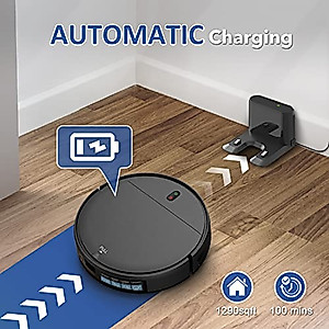 Robot Vacuum and Mop Combo, 2 in 1 Mopping Robot Vacuum Cleaner with Schedule, Wi-Fi/App/Alexa, 2000Pa Max Suction, Self-Charging Robotic Vacuum, Slim, Ideal for Hard Floor, Pet Hair, Low-Pile Carpet