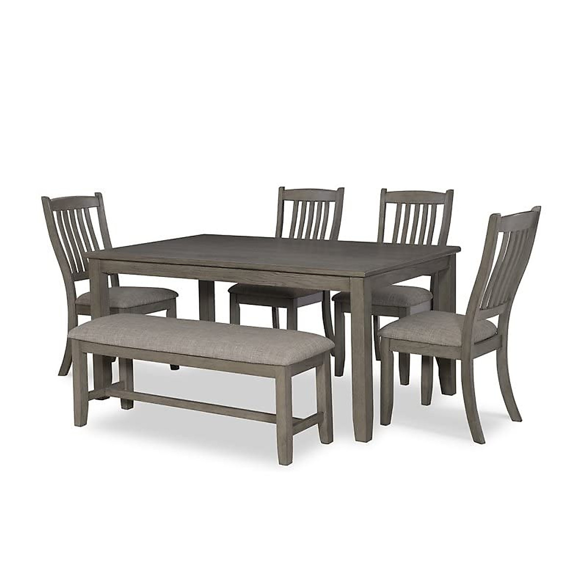 HFO Allston Park 19.5" Upholstered Fabric Farmhouse Rustic Solid Wood Dining Bench for Kitchen Dining Room in Gray