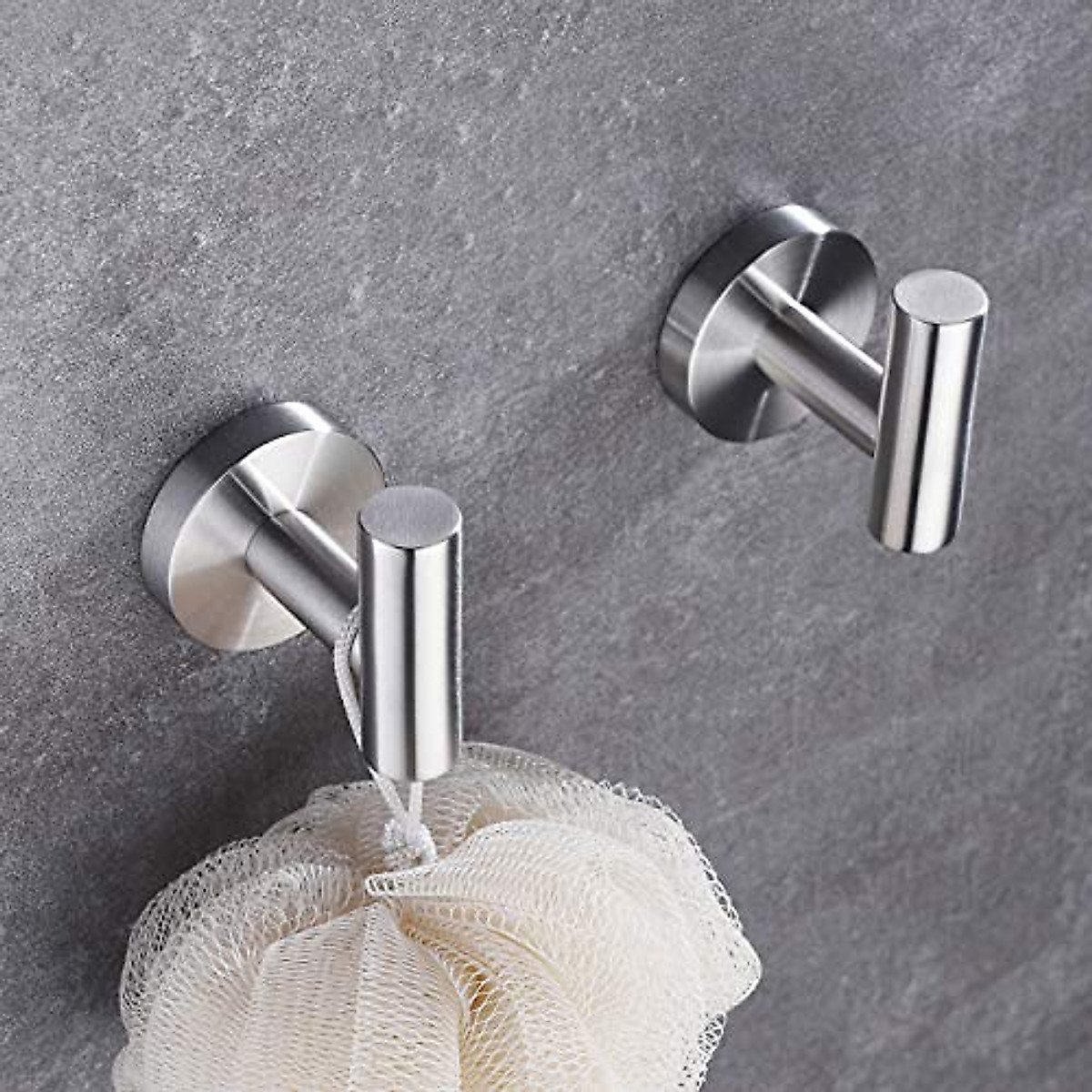 Hoooh Bathroom Towel Hook, Brushed Stainless Steel Coat/Robe Clothes Hook for Bath Kitchen Garage Wall Mounted (2 Pack), B100-BN-P2
