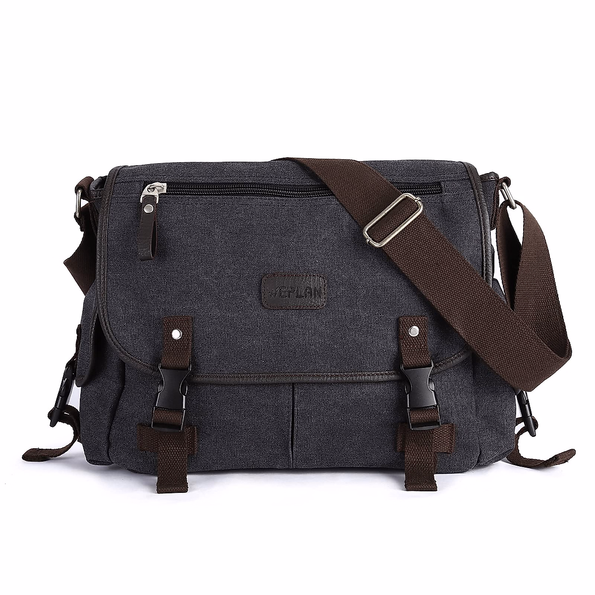 Messenger Bag for Men,Unisex Canvas Shoulder Bag,Classic Vintage Military Messenger Bags for women, satchel Bag,Crossbody Bookbag,Black