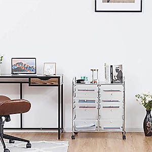 Happygrill 12-Drawer Organizer Cart Tools Office School Paper Organizer Rolling Storage Cart with Wheels