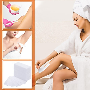Blulu 400 Wax Strips Non Woven Wax Paper Strips for All Skin Types Facial and Body Hair Removal Waxing Strips Epilating for Leg, Chest, Back, Intimate Area And Face 10 x 3.8 cm(White)