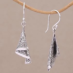 NOVICA .925 Sterling Silver Dangle Earrings 'Shining Songket'