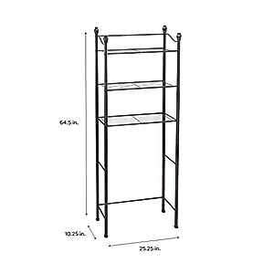 HJASBBJJH Above Toilet Shelf Organizer Unit, Space Saver Toilet Shelf, 3 Tier Metal Space Saver, Oil impregnated Bronze