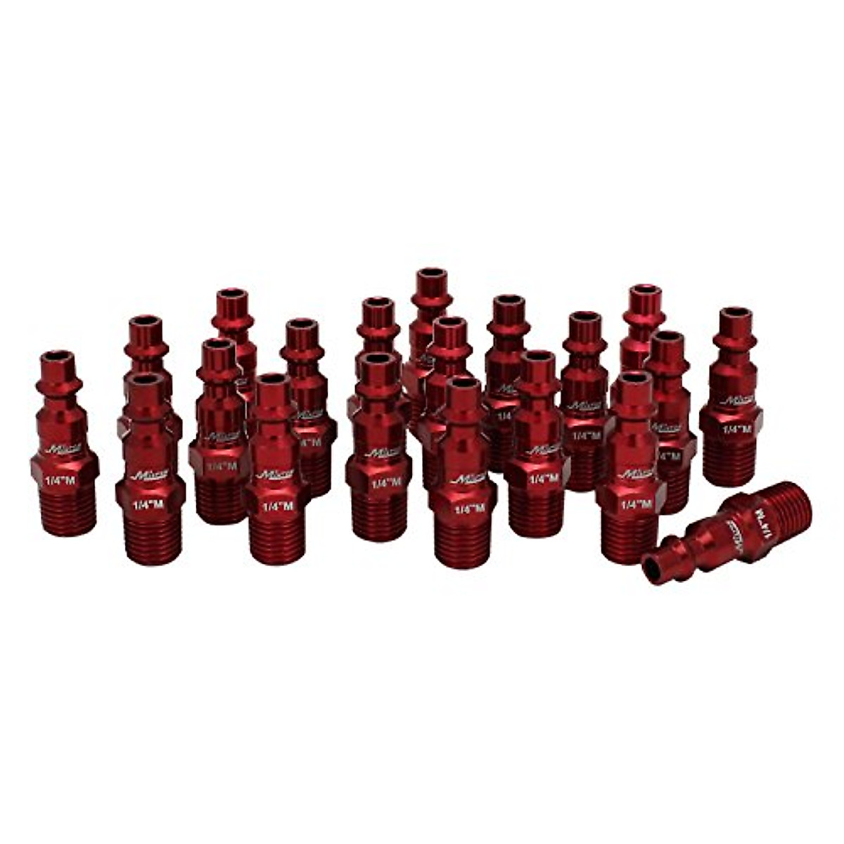 Milton 727MC-20 ColorFit Plugs, M-Style Red, 1/4" NPT Male, Box of 20