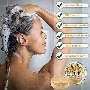2PCS Ginger Hair Regrowth Shampoo Bar, Ginger Shampoo For Hair Growth, Anti-Hair Loss Hair Natural Organic Ginger Shampoo