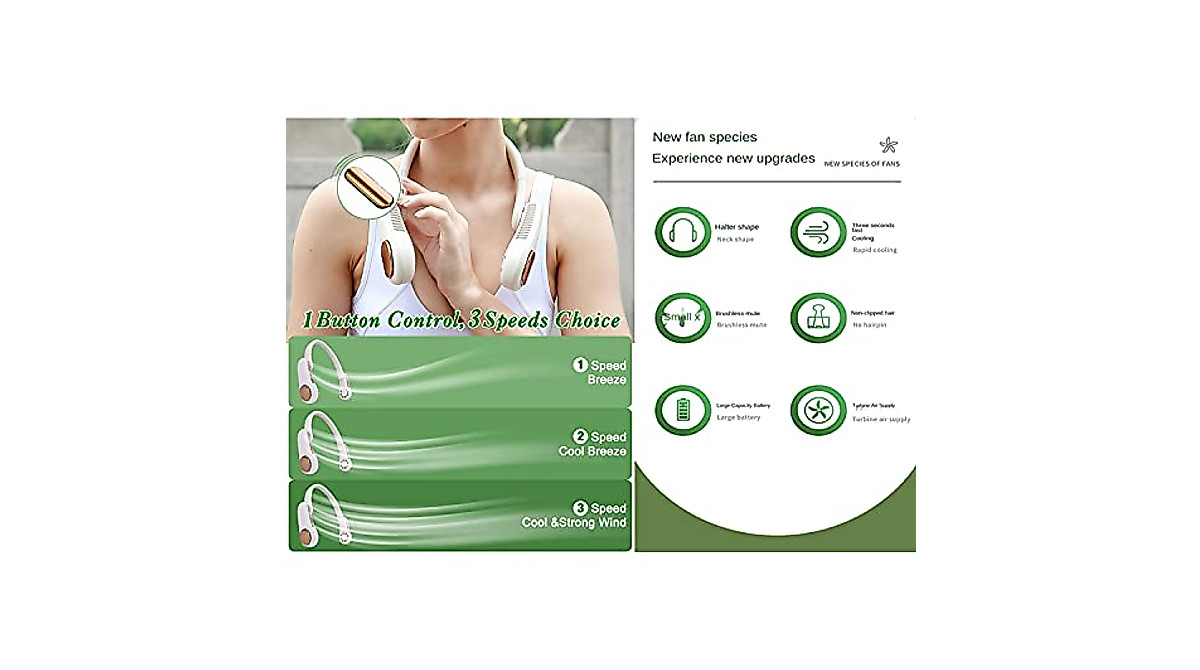 KDO Bladeless Neck Fan: 350° Rotation & Rechargeable