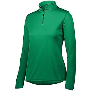 Augusta Sportswear Ladies Attain Wicking 1/4 Zip Pullover - Women's Running Long Sleeve Jacket with Sun Protection, Kelly, Large