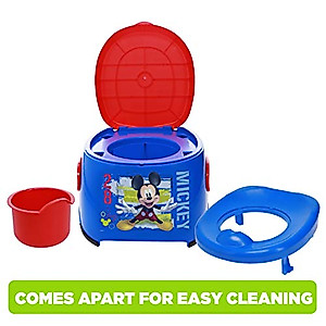 Disney's Mickey Mouse "Fun Starts Here" 3-in-1 Potty Training System for Toilet Training Kids, Multi-Stage Potty Training - Floor Potty, Detachable Potty Ring, Step Stool|Toilet Seat for Kids&Toddlers