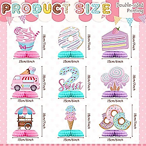 Hotop 9 Pcs Donut Two Sweet Birthday Party Decorations Table Honeycomb Centerpieces Donut Table Topper Doughnut Birthday Sign Decor Birthday Theme Table Party Supplies for Girls Baby Shower