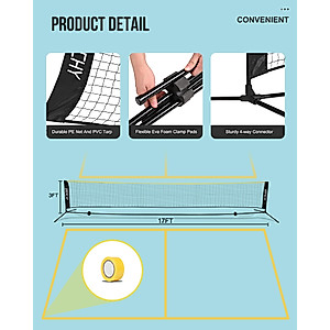Pickleball Set with Net, Pickleball Net Set, Pickleball Set with Net (17ft) and 4 Pickleball Paddles, Includes 4 Pickleball Balls, 4 Cooling Towels, 1 Scoreboard, 1 Court Marker, 1 Tape Measure