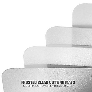 Fotouzy Flexible Plastic Cutting Boards for Kitchen, 4 Frosted Clear Cutting Mats 15 x 12 In, BPA-Free, Non-Porous, and Dishwasher Safe, Set of 4