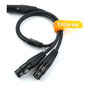 tisino XLR Y-Splitter Cable, Dual Female XLR to Male XLR Mic Combiner Y Cord Balanced Microphone Adaptor Patch Cable (3 Pin 2 Female to 1 Male)- 1.5 Feet