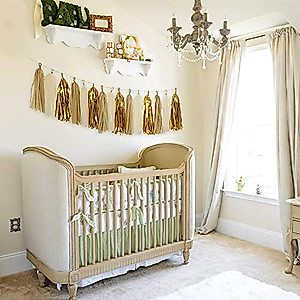 MerryNine Tissue Tassels Garlands, 30PCS Tassels, 14 Inch Long Tassels, for Wedding, Baby Shower, Event & Party Supplies Decoration (Tan/Ivory/Gold Set)