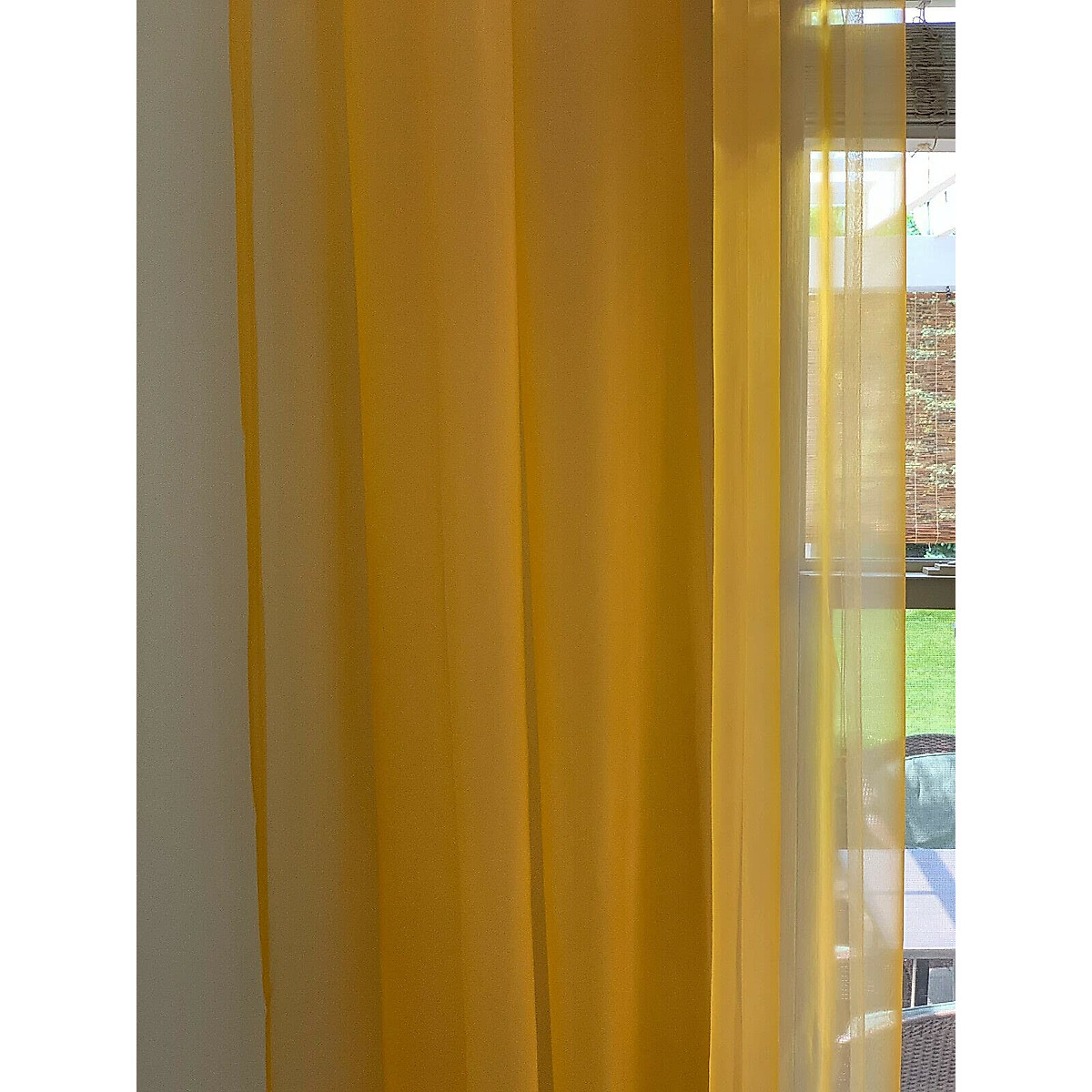 Dark Gold Organza 105" Wide Sheer Polyester for Drapes, Curtain, Wedding Fabric (1 Yard)