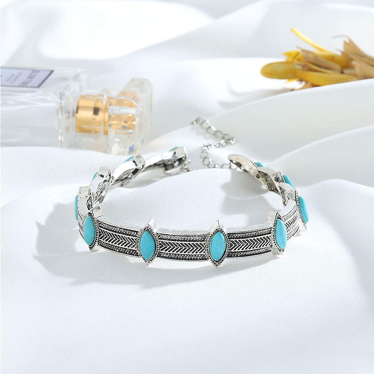 Olbye Turquoise Necklace Silver Short Necklace Choker Personalize Boho Necklace Jewelry for Women