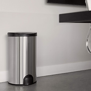 NINESTARS TTT-50-19 Automatic Tap Sensor Trash Can, 13 Gal 50L, Stainless Steel Base (D Shape, Black Lid)