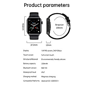 Smart Watch for Women Men, Waterproof Smartwatch Fitness Tracker for Android iOS Phones, 1.81” HD Smartwatch with Heart Rate Monitor, Step Counter, Receive Make Calls