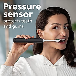 Philips Sonicare 4100 Rechargeable Electric Toothbrush, with Pressure Sensor, 2 Intensity Settings, SmarTimer and QuadPacer, 14-Day Battery Life, Black, Model HX3681/24