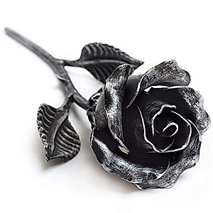 MakuliSmit 100% Hand Forged Iron Rose Sculpture - Gift of Everlasting Love - Wrought Steel Flower